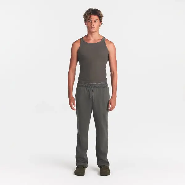 SKIMS Classic Straight Leg Pants | Grey | | Fleece Lounge - Jungle