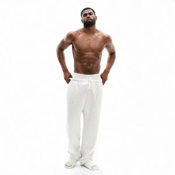 SKIMS Classic Straight Leg Pants | Grey | | Fleece Lounge - Light Heather Grey