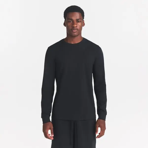 SKIMS Classic Long Sleeve T Shirt | White | | Cotton - Onyx