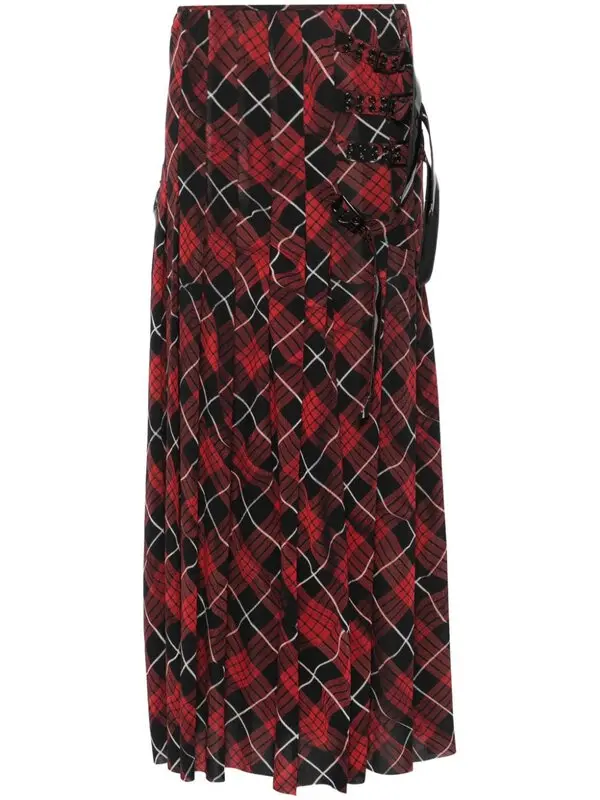 JEAN PAUL GAULTIER Plaid Check Midi Skirt