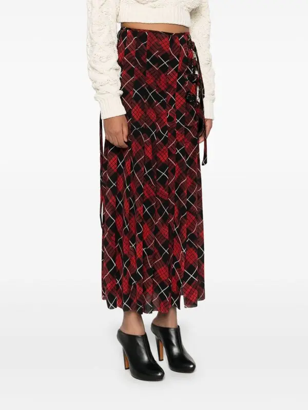 JEAN PAUL GAULTIER Plaid Check Midi Skirt