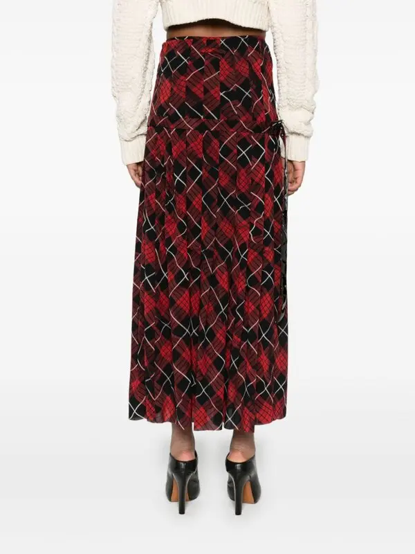 JEAN PAUL GAULTIER Plaid Check Midi Skirt