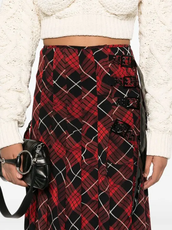 JEAN PAUL GAULTIER Plaid Check Midi Skirt