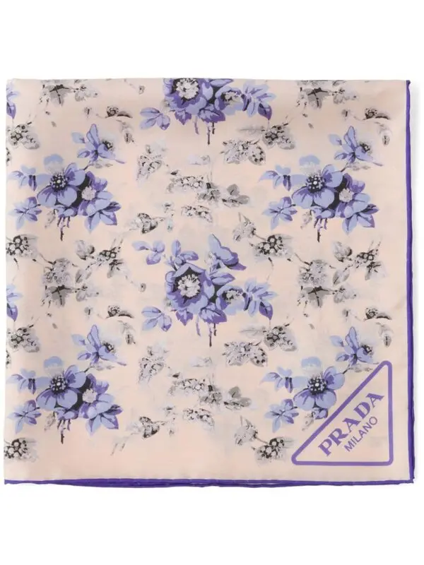 Prada Azalea-print Silk Scarf - Neutrals