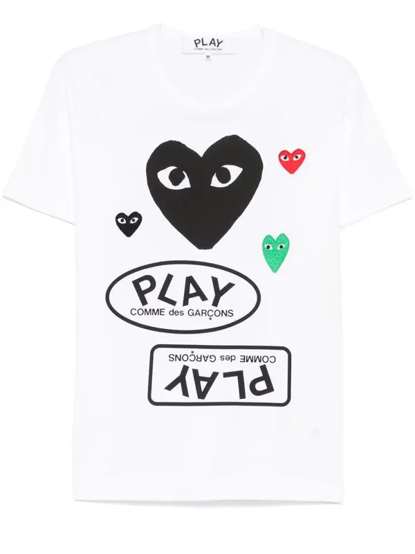 Play Comme Des Garcon Heart-patch T-shirt - White