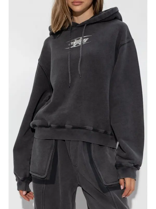Alexander Wang Blade-logo Cotton Hoodie - Black