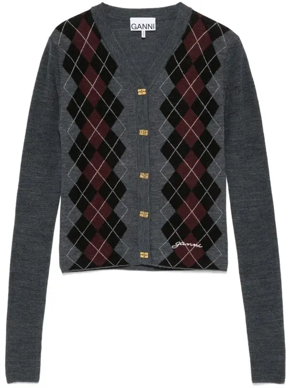 GANNI Argyle-knit Cardigan