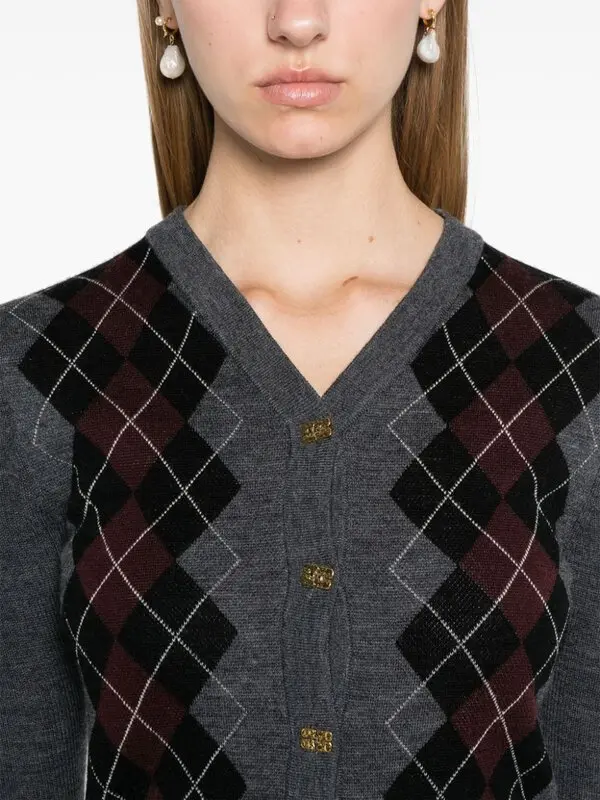 GANNI Argyle-knit Cardigan