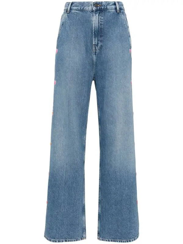 Mira Mikati Heart-embroidered Straight Leg Jeans
