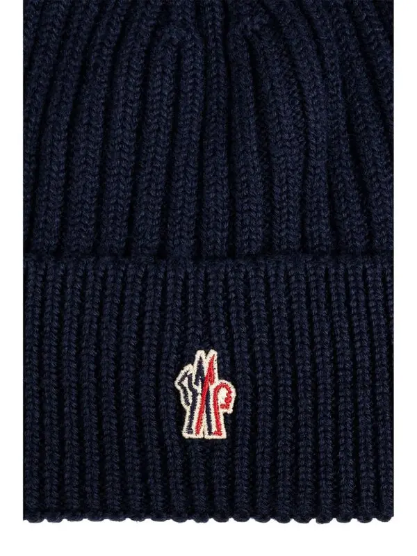 Moncler Logo Embroidered Beanie - Blue