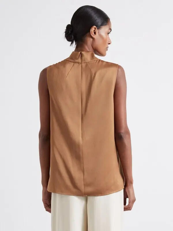 REISS Manon Atelier Satin Cowl-neck Top