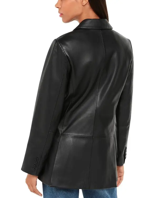 Whistles Aliza Waisted Leather Blazer