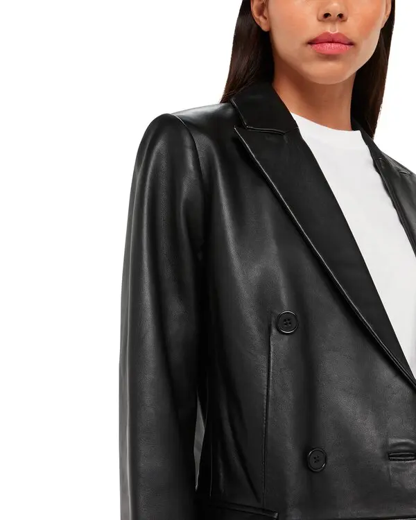 Whistles Aliza Waisted Leather Blazer
