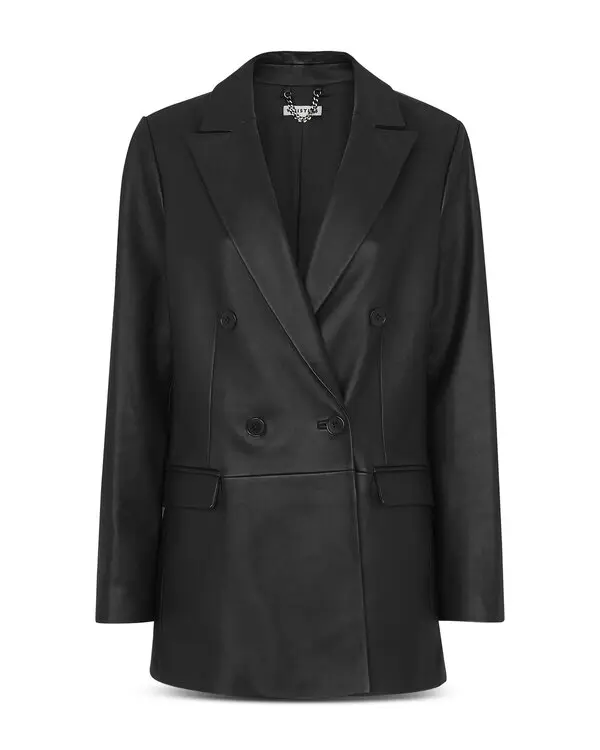 Whistles Aliza Waisted Leather Blazer