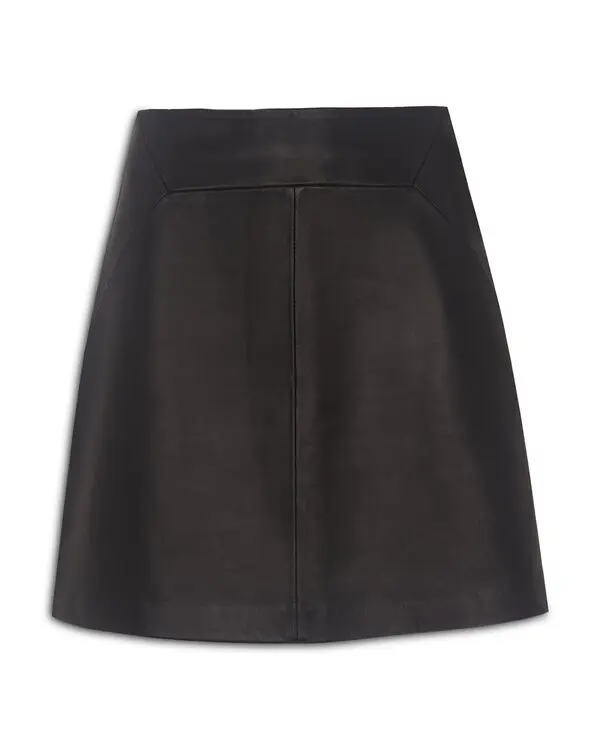 Whistles A-line Leather Skirt - Black