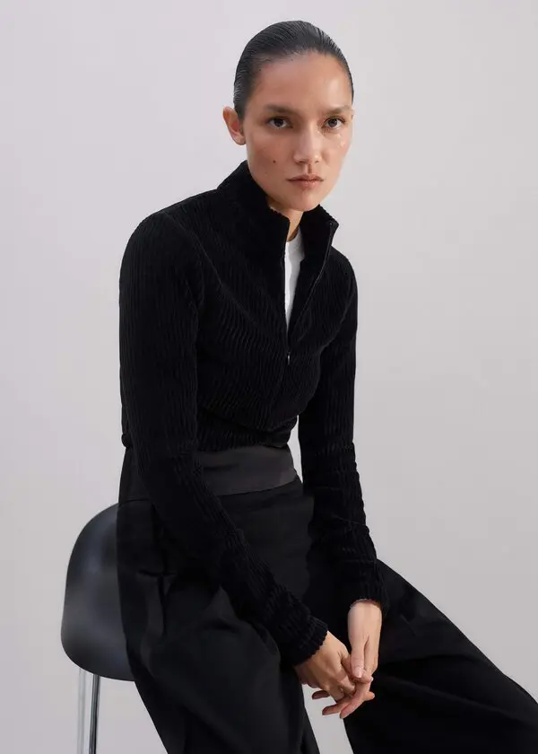 ME+EM Fluid Cord Velour Slim Fit Top