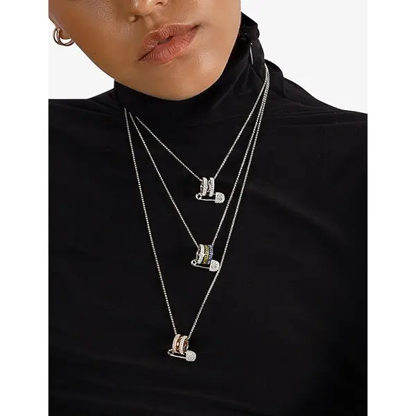 APM MONACO Safety Pin Sterling And Cubic Zirconia Necklace