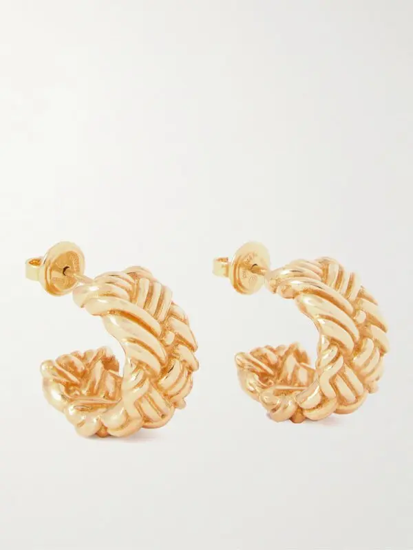 Bottega Veneta Intrecciato -plated Hoop Earrings - Gold