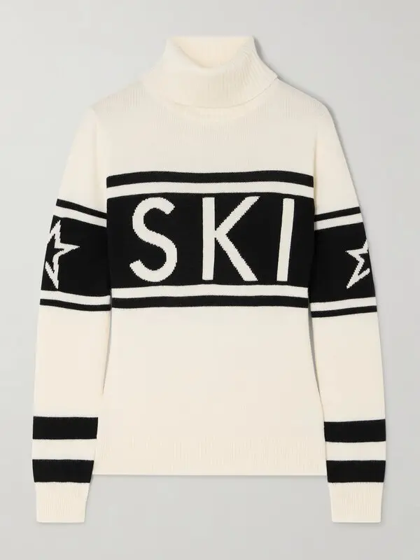 Perfect Moment Schild Intarsia Merino Wool Turtleneck Sweater