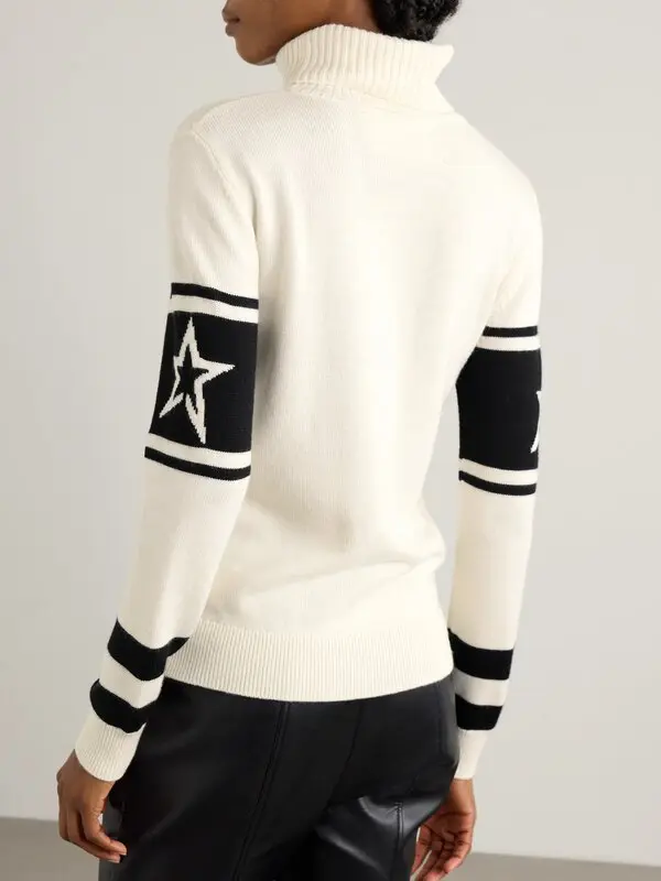 Perfect Moment Schild Intarsia Merino Wool Turtleneck Sweater