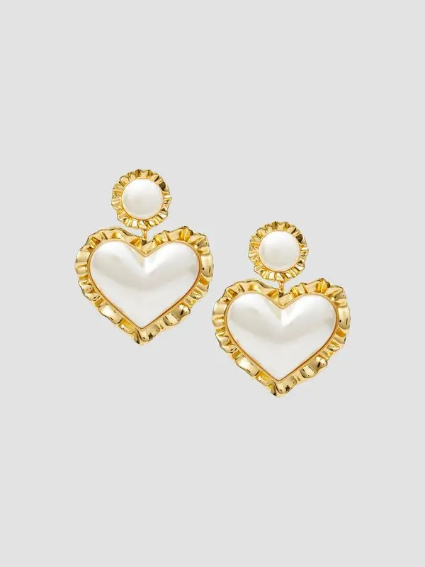 Lele Sadoughi 14k Gold-plated & Resin Heart Drop Earrings - Pearl