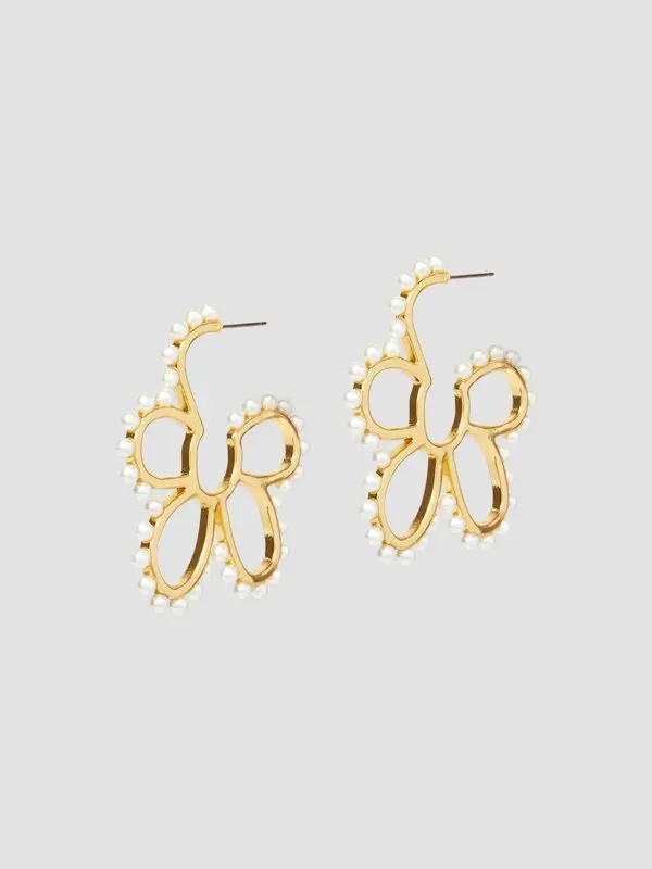 Lele Sadoughi Daisy 14k Gold-plated & Faux Hoop Earrings - Pearl