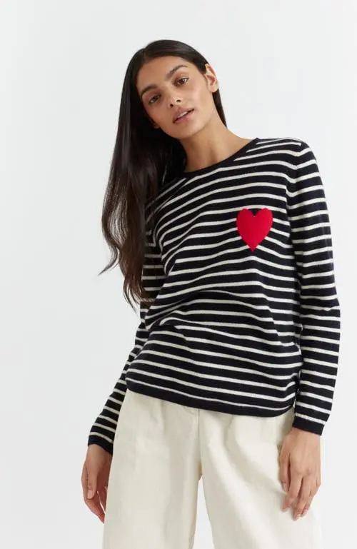 Chinti & Parker Breton Heart Wool & Cashmere Sweater - Navy