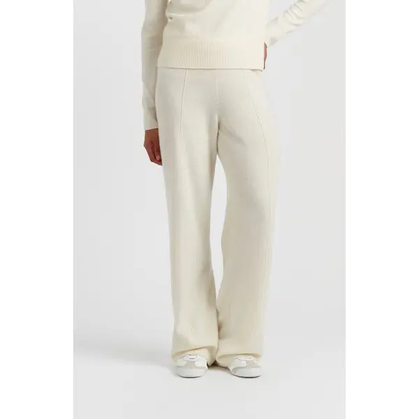 Chinti & Parker Wool Cashmere Wide Leg Track Pants - Cream