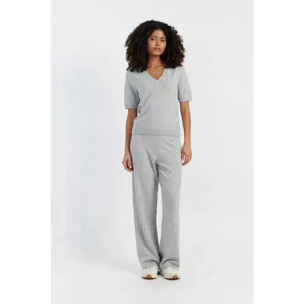Chinti & Parker Wool Cashmere Wide Leg Track Pants - Light Grey
