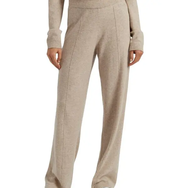 Chinti & Parker Wool Cashmere Wide Leg Track Pants - Soft Oat