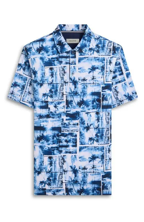 Bugatchi Hendrix Digital Tropical Print Pima Cotton Polo - Classic Blue