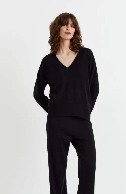Chinti & Parker V-neck Wool Cashmere Sweater - Black