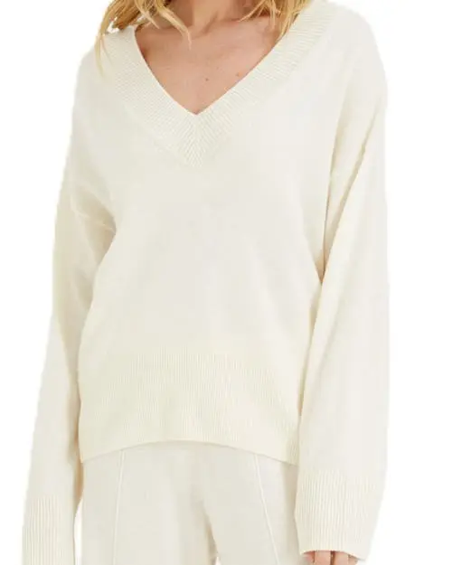 Chinti & Parker V-neck Wool Cashmere Sweater - Cream