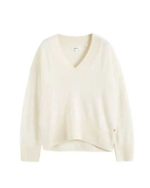 Chinti & Parker V-neck Wool Cashmere Sweater - Cream