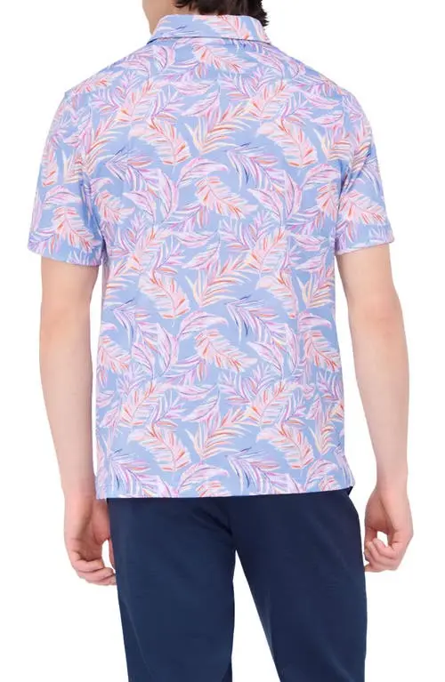 Bugatchi Hendrix Digital Leaf Print Pima Cotton Polo - Sky