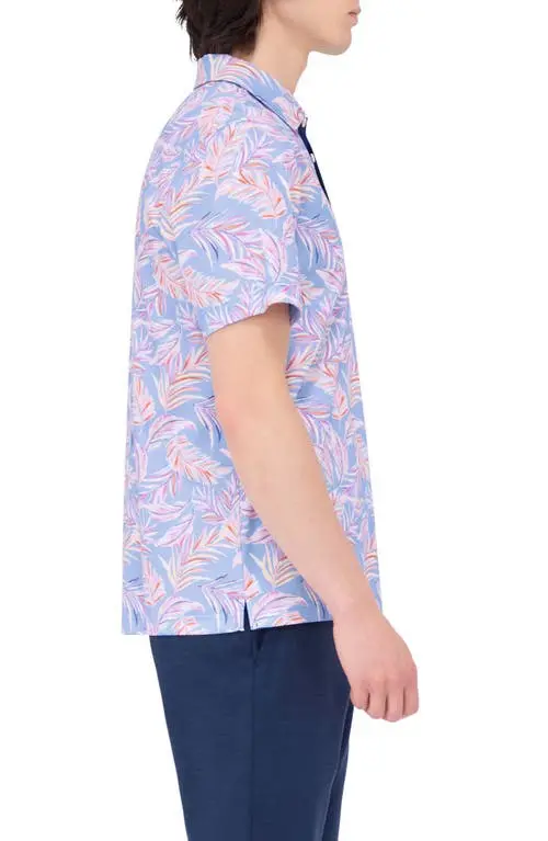 Bugatchi Hendrix Digital Leaf Print Pima Cotton Polo - Sky