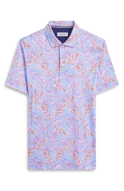 Bugatchi Hendrix Digital Leaf Print Pima Cotton Polo - Sky