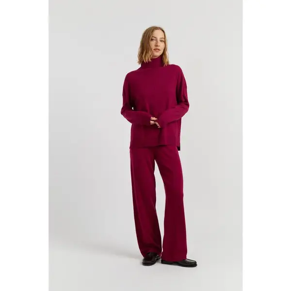 Chinti & Parker Relaxed Roll Neck Wool & Cashmere Sweater - Cherry