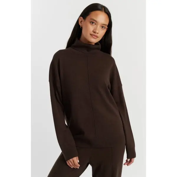 Chinti & Parker Relaxed Roll Neck Wool & Cashmere Sweater - Chocolate