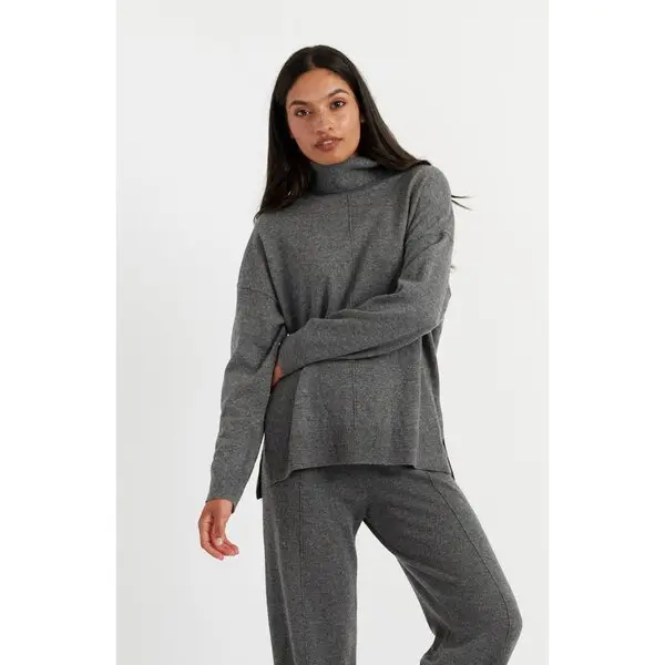 Chinti & Parker Relaxed Roll Neck Wool & Cashmere Sweater - Grey