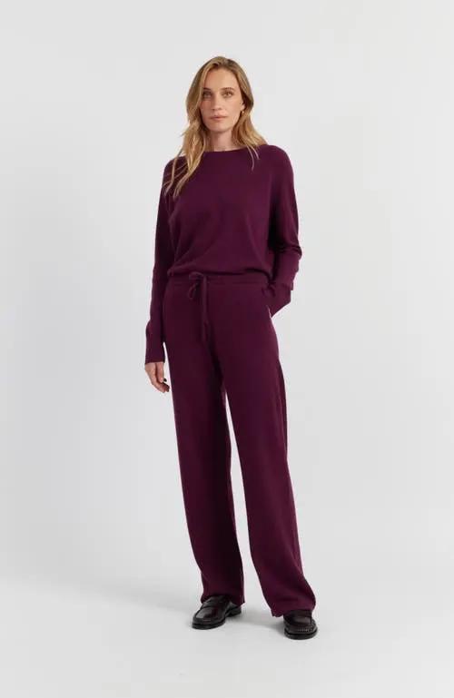 Chinti & Parker Pure Cashmere Wide Leg Pants - Mulberry