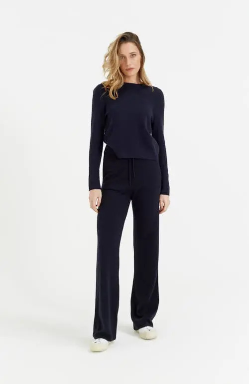 Chinti & Parker Pure Cashmere Wide Leg Pants - Navy