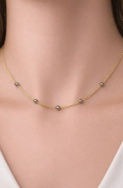Argento Vivo Ball Station Necklace - Gold/ Silver