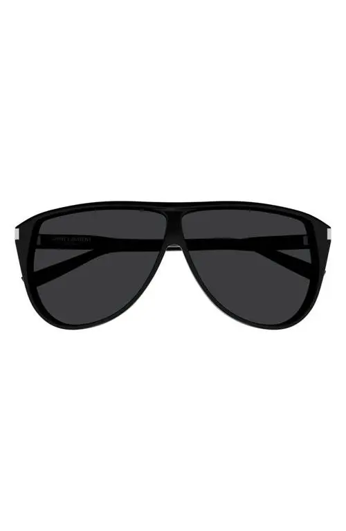 Saint Laurent Gaspar Oversized Pilot Sunglasses In Black  display picture 1