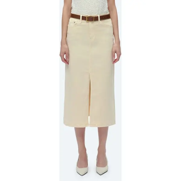 BAYEAS Lila Slit Hem Denim Midi Skirt