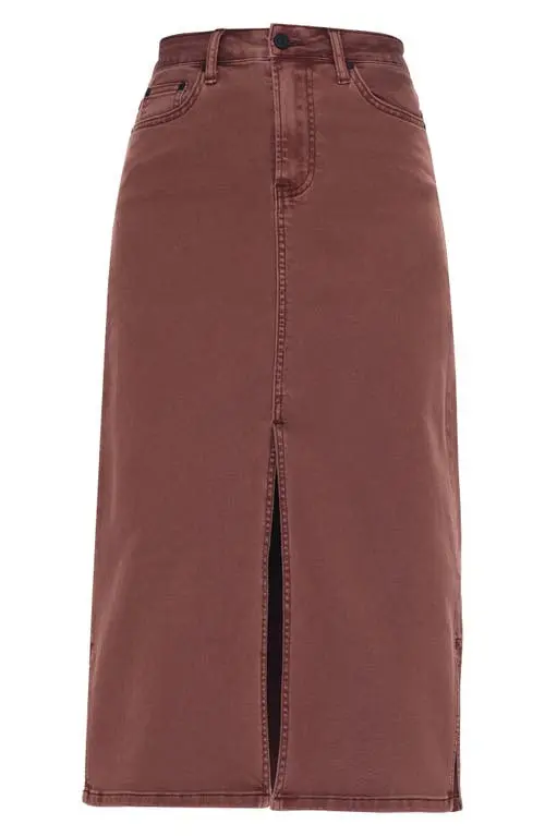 BAYEAS Lila Slit Hem Denim Midi Skirt - Cappuccino