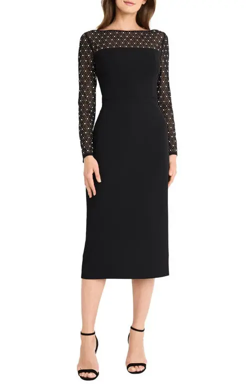 Maggy London Embellished Rhinestone Sheath Midi Dress