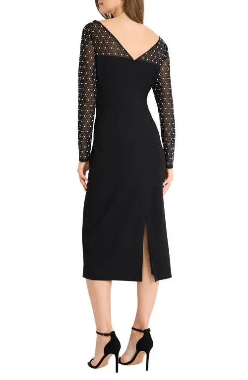 Maggy London Embellished Rhinestone Sheath Midi Dress