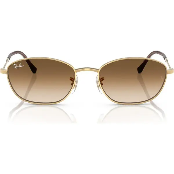 Ray-ban 58mm Irregular Oval Sunglasses - Gold Flash