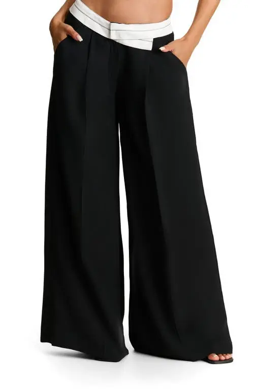 Naked Wardrobe Foldover Waist Wide Leg Trousers